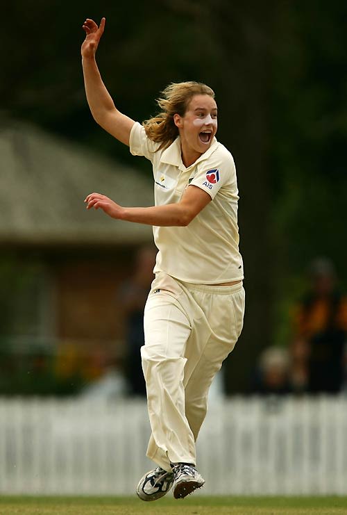 Ellyse Perry celebrates an early strike in her debut Test ...
