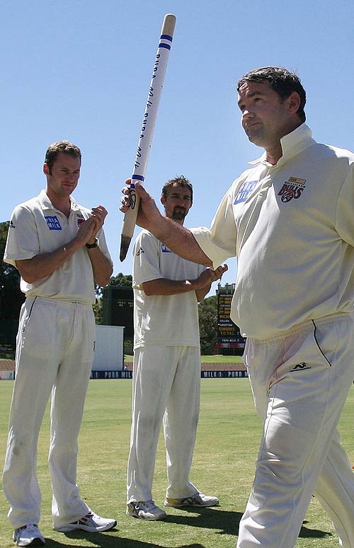 Jimmy Maher leaves the field for the last time in a Pura Cup match ...