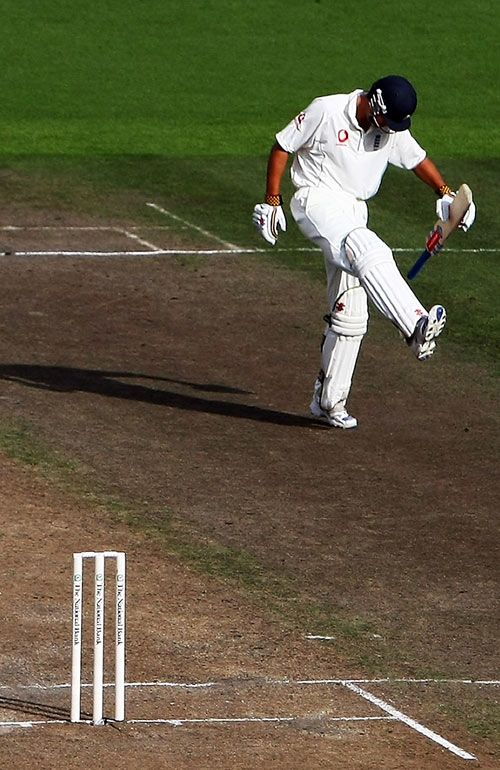 Alastair Cook kicks the dirt in disgust after losing his wicket with ...