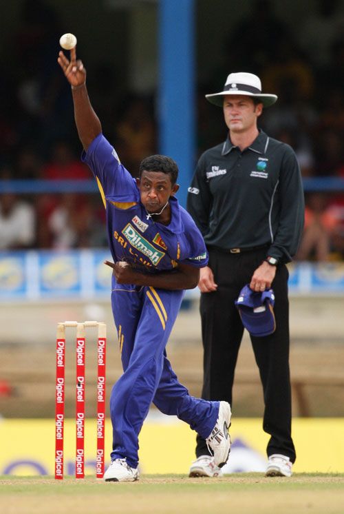 Ajantha Mendis sends in a delivery | ESPNcricinfo.com