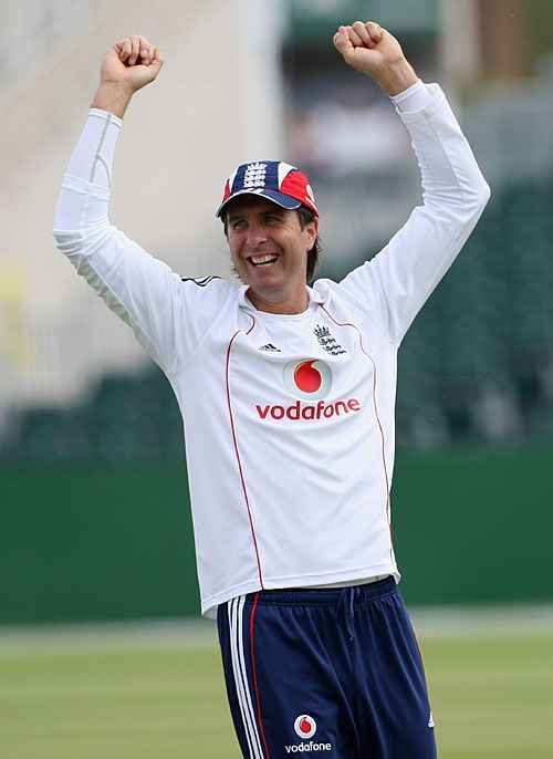 Michael Vaughan during a practise session at Old Trafford ...
