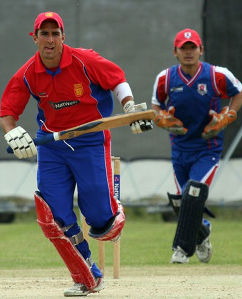 Jersey's Peter Gough on his way to an unbeaten 59 against Japan ...