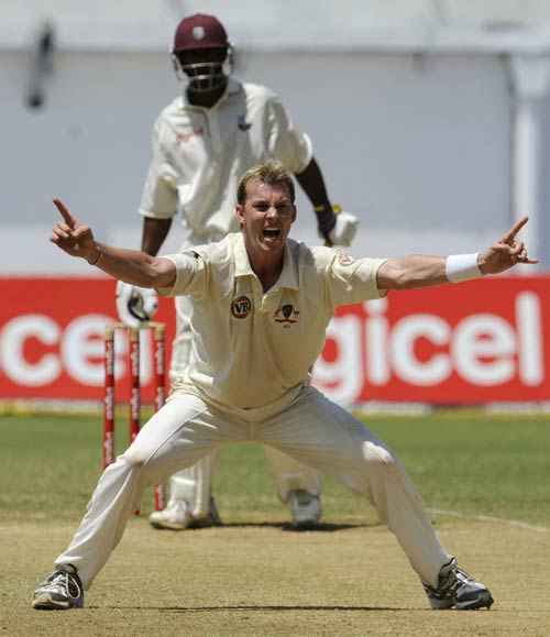 Brett Lee celebrates the wicket of Runako Morton | ESPNcricinfo.com