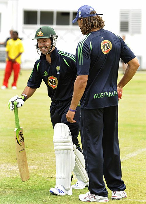 Ricky Ponting and Andrew Symonds share a joke at practice | ESPNcricinfo.com
