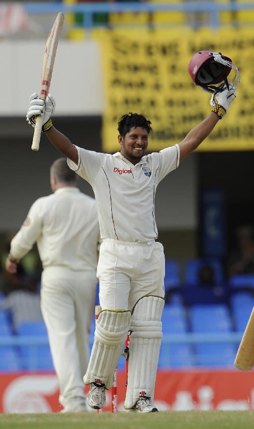 Ramnaresh Sarwan celebrates his century | ESPNcricinfo.com