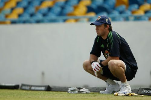 Luke Ronchi looks on from the sidelines after being informed that he ...