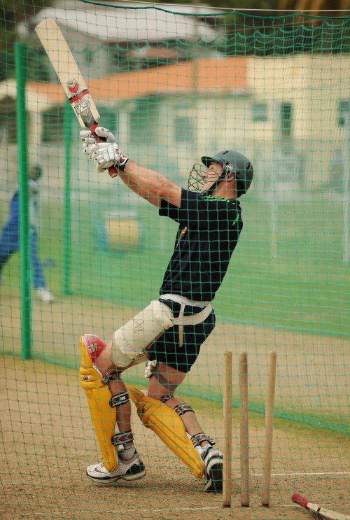 David Hussey connects with a slog during a nets session | ESPNcricinfo.com