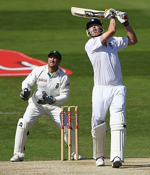 Andrew Flintoff skews one over long-off's head | ESPNcricinfo.com