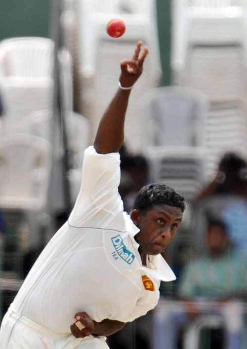Ajantha Mendis sends in a delivery | ESPNcricinfo.com