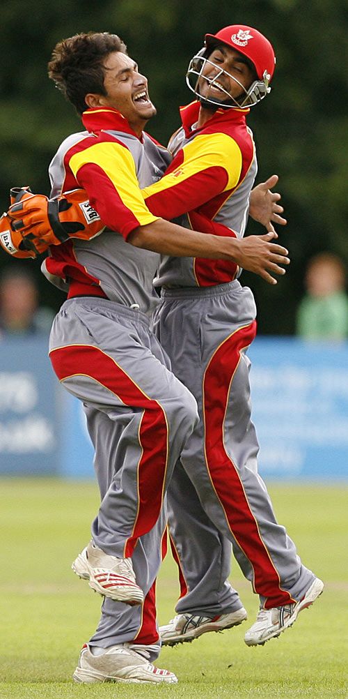 Harvir Baidwan and Ashish Bagai celebrate another Netherlands wicket ...