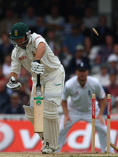 Neil McKenzie loses his middle stump to Stuart Broad | ESPNcricinfo.com Neil McKenzie loses his middle stump to Stuart Broad | ESPNcricinfo.com