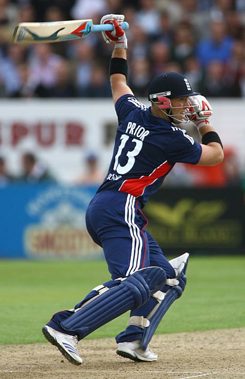 Matt Prior drives one-handedly and is caught at backward point for 42 ...