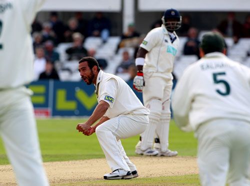Andre Adams celebrates taking the wicket of Chris Benham | ESPNcricinfo.com