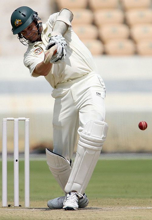 Stuart Clark drives on his way to 44 | ESPNcricinfo.com
