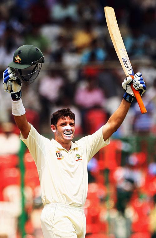 Michael Hussey celebrates his ninth Test hundred | ESPNcricinfo.com