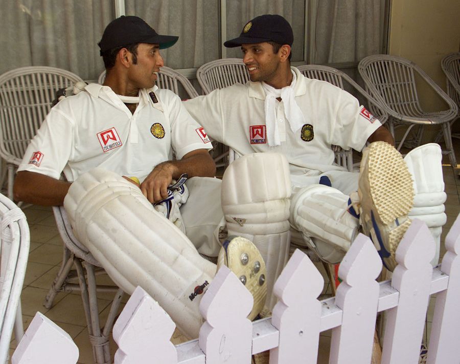 VVS Laxman and Rahul Dravid relax after their 376-run partnership | ESPNcricinfo.com