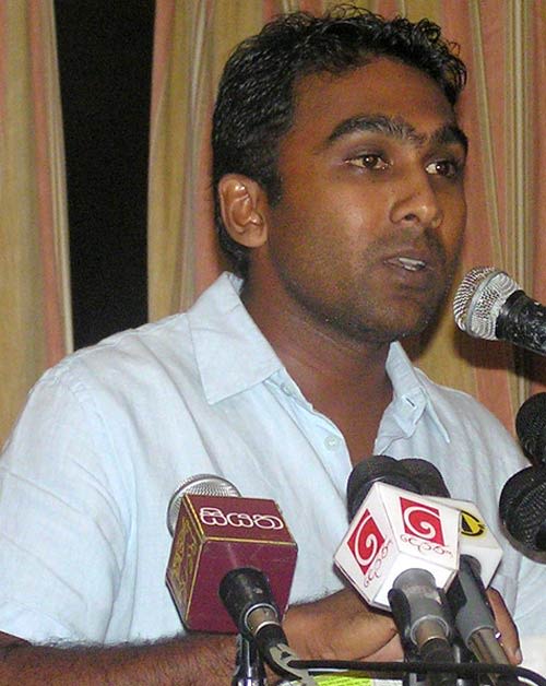 Mahela Jayawardene at a press conference called by the Sri Lanka ...