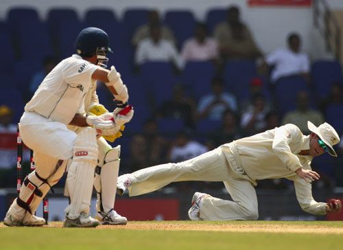 Michael Clarke takes a low, diving catch to dismiss Sourav Ganguly | ESPNcricinfo.com