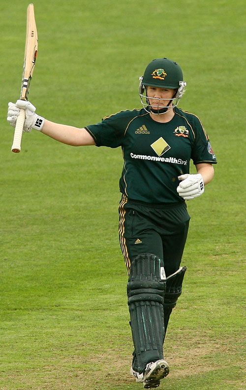 Alex Blackwell raises her bat after reaching a century | ESPNcricinfo.com