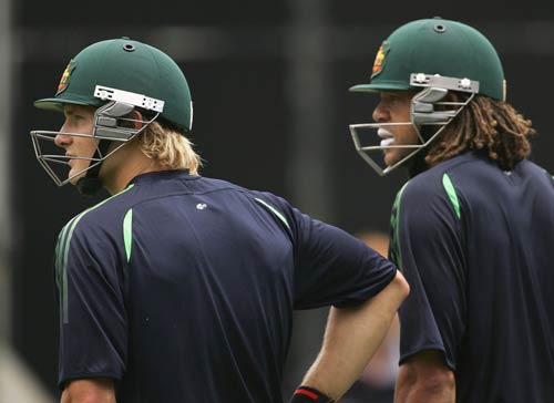 Shane Watson and Andrew Symonds wait to bat in the nets | ESPNcricinfo.com