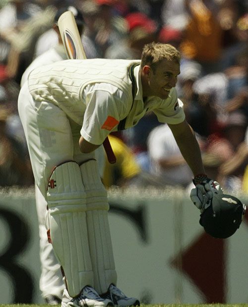 Matthew Hayden bows to the crowd after reaching his century | ESPNcricinfo.com