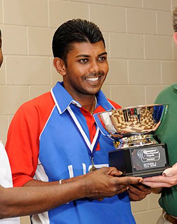 Steve Massiah with the ICC Americas Division 1 trophy | ESPNcricinfo.com