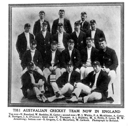 A portrait of the Australian team that contested the 1909 Ashes in ...