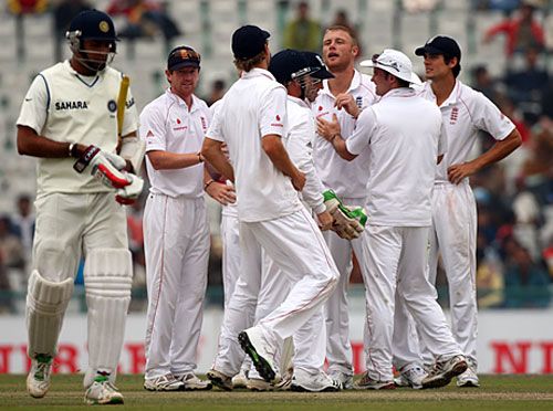 VVS Laxman walks back after being trapped lbw by Andrew Flintoff | ESPNcricinfo.com