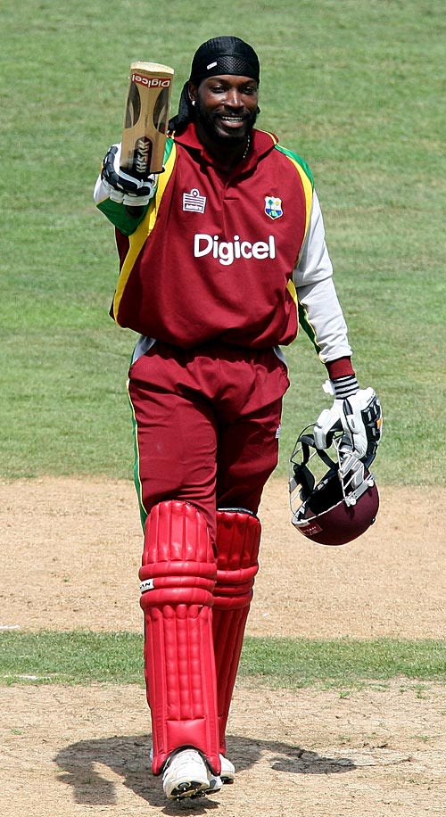 Chris Gayle celebrates his hundred | ESPNcricinfo.com