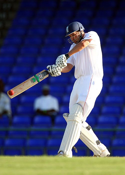 Steve Harmison launches a big shot during his hard-hitting 58 ...