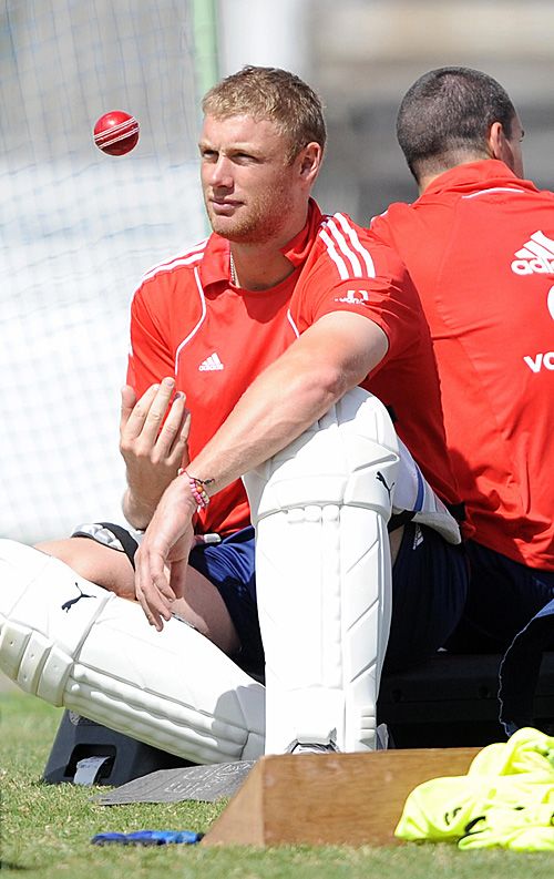 Andrew Flintoff in contemplative mood at the Antigua Recreation Ground ...