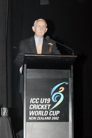Malcolm Gray speaks at the ICC Under-19 World Cup opening ceremony ...