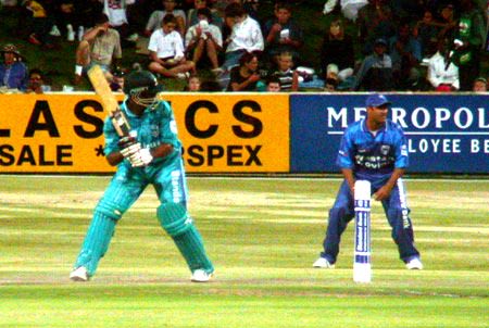 Griquas opening bat Loots Bosman attempts to turn a ball to the leg ...