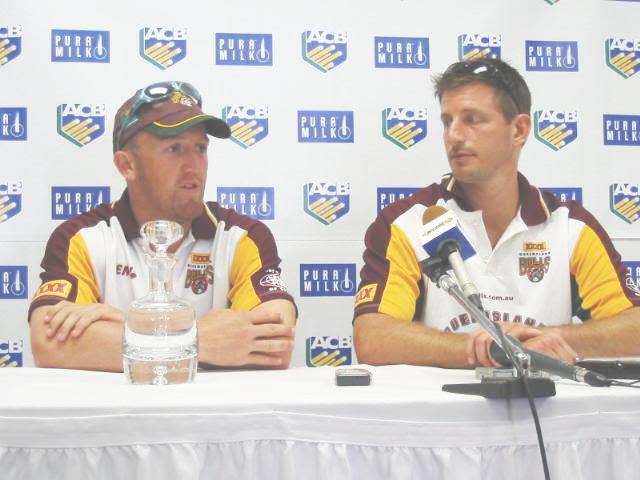 Queensland captain Michael Kasprowicz and man of the match Clinton ...