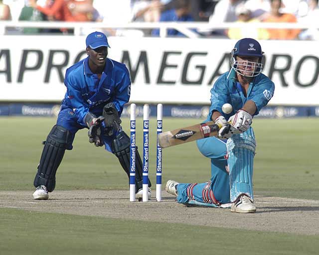 Brett Tucker of Griquas attempts a reverse sweep in the in the Standard ...