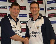 Martyn Moxon greets Gavin Hamilton at the Riverside | ESPNcricinfo.com