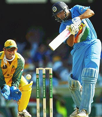 VVS Laxman shows Adam Gilchrist how to play a cover-drive ...