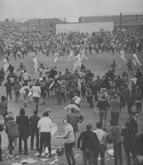 The crowd surge onto the outfield after Lancashire's epic Gillette Cup ...