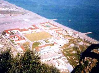 A bird's eye view of the Devil's Tower Camp Ground, Gibraltar ...