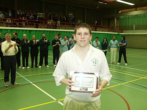 Gary Wilson-Mott with his prize | ESPNcricinfo.com