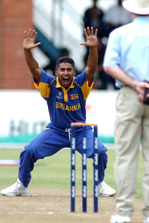Chaminda Vaas claims his fourth wicket in the first over - Sanwar Hossain LBW | ESPNcricinfo.com