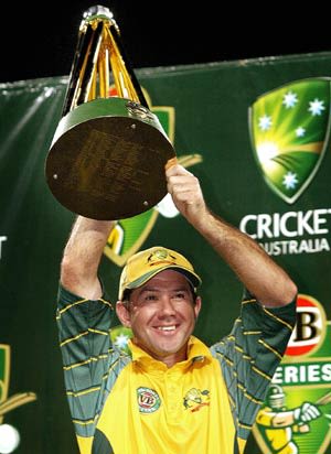 Ricky Ponting had his hands on the coveted VB Series trophy ...
