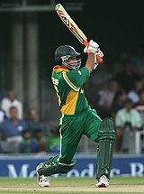 Justin Kemp launches another six, in the fifth one-day international at ...
