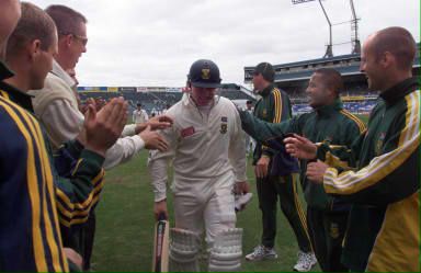 Cullinan is greeted by his team-mates after scoring 275* | ESPNcricinfo.com
