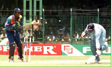 Ajay Jadeja almost loses his wicket against Sri Lanka, on his way to a ...