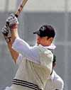 Jacob Oram of New Zealand B powers his way to 88 in the New Zealand ...