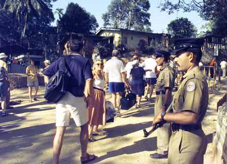 Security is tight outside the Kandy ground for the 2nd Test ...