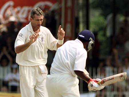 Andy Caddick celebrates the wicket of Murali in the Sri Lankan first ...