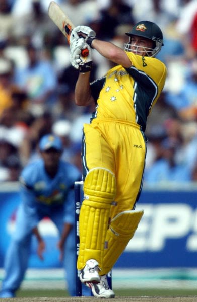 Gilchrist on his way to a half-century in the World Cup final ...