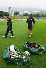 Ricky Ponting and Dene Hills leave the field | ESPNcricinfo.com